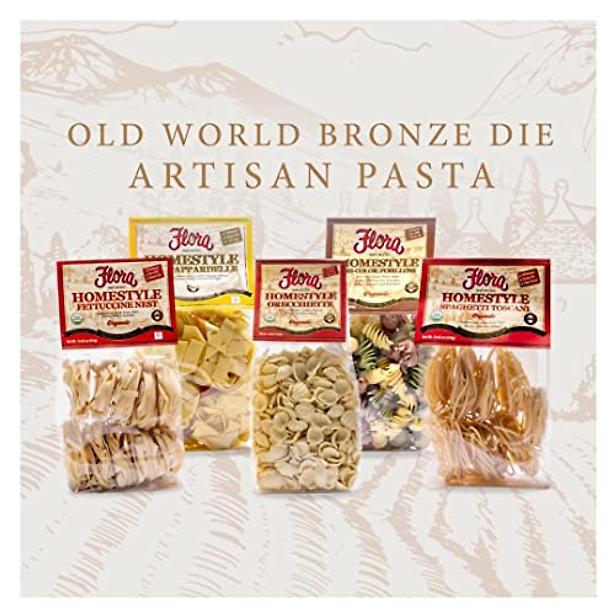 Organic Fusilli Lunghi Pasta by Flora Foods | Long Spiral Pasta Imported from Italy (16 oz / 454g) | Cooks al Dente