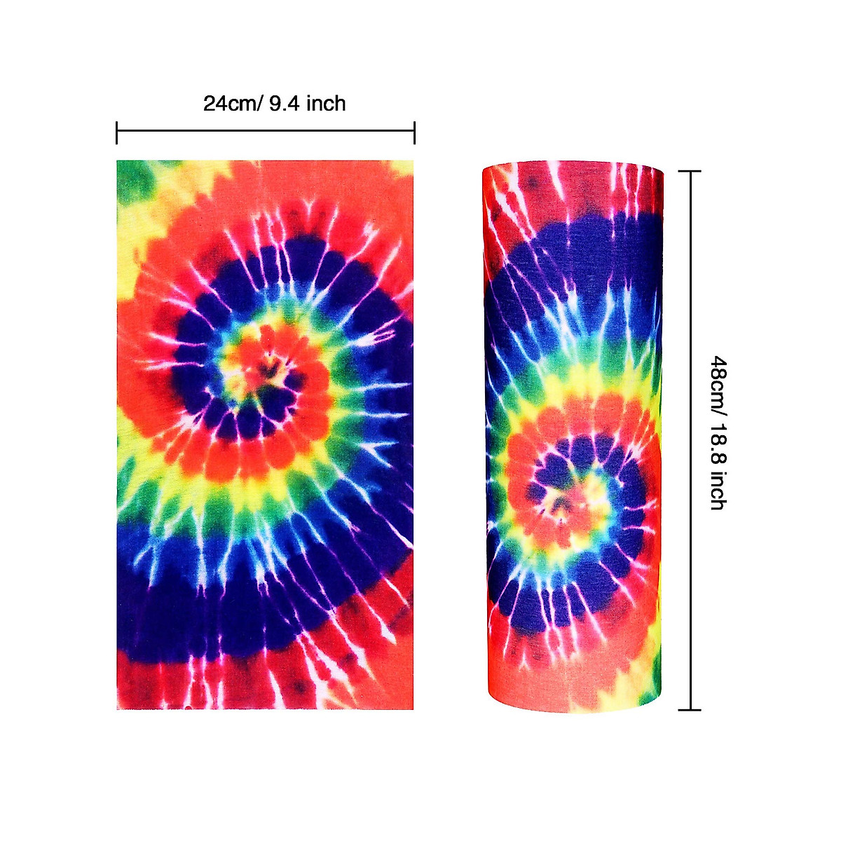 9 Pieces Hippie Tie Dye Bandana Headband Hippie Costume Set Hippie Non Slip Head Tie Hippie Neck Gaiter Gay Pride Rainbow Sun Protection Face Mask Balaclava for 60s 70s Hippie Accessories