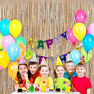 Champagne Tinsel Foil Fringe Curtain Backdrop, 2 Pack Metallic Glitter Curtains Party Decorations Streamers, Xmas Champagne Backdrop for Birthday Wedding Bridal Shower Homecoming New Year