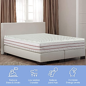 Greaton Breathable 2-inch Convoluted Egg Shell Foam Mattress Topper | Toppers for Mattresses Adds Ultimate Comfort, Reduces Back Pain, Perfect Body Support, Maintain Proper Posture, Queen, White