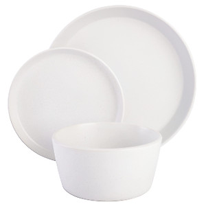 Gibson Soho Lounge Sofia Coupe Stoneware Dinnerware Set, Service for 4 (12pcs), White w/Speckle