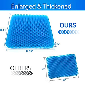 Large Gel Seat Cushion for Long Sitting (Super Large & Thick), Soft & Breathable, Gel Cushion for Wheelchair Reduce Sweat, Gel Chair Cushion for Hip Pain, Gel Seat Cushion for Office Chair Comfort
