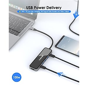 LENTION USB C Hub with 100W Power Delivery, 4K HDMI, USB 3.0 & Type C Data Compatible with 2021-2016 MacBook Pro 13/15/16, New Mac Air/Surface, Chromebook, More, Stable Driver Adapter (CB-CE35, Black)