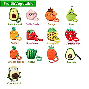 LEWOTE Airpods Silicone Case Funny Cute Cover Compatible for Apple Airpods 1&2[Fruit and Vegetable Series][Best Gift for Girls&boys or Couples] (3D Strawberry)