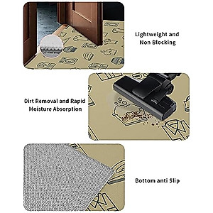KITHOME Front Door Mat Laundry Room Items Tile Pattern Brown Background Indoor Outdoor Entrance Doormat Washable Floor Mats for Front Door Bathroom Kitchen Runner Rugs 16x47 Inch