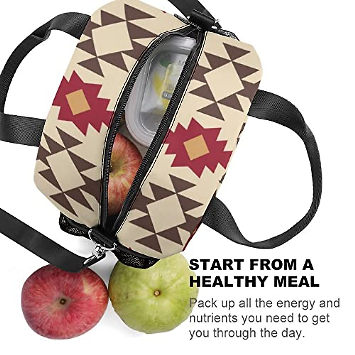 Tribal Southwestern Printed Lunch Box Tote Bag with Handles and Shoulder Strap for Men Women Work Picnic
