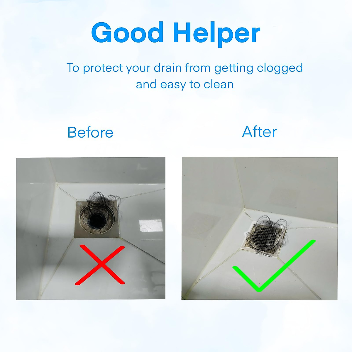 30 Pack Disposable Shower Drain Cover 4" X 4" Hair Catcher, Square Shower Drain Mesh Sticker, Floor Drain Fliter Sticker for Shower, Bathroom, Bathtub, Kitchen, Laundry