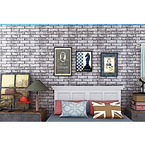 HOYOYO 17.8 x 78 Inches Self-Adhesive Shelf Liner, Self Adhesive Dresser Drawer Paper Wall Sticker Home Decoration, Grey Dirty Brick Decorative