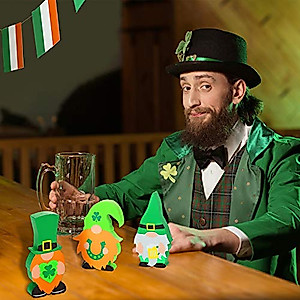 Jetec 3 Pieces St. Patrick's Day Wooden Sign Gnome Table Decorations Irish Themed Freestanding Table Signs for Desk Office Home Party Decoration, 5.11 Inches