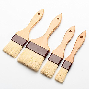 Cooking Boar Bristles Barbecue Wooden Handle Kitchen Pastry Brush Marinade Tool Basting Brush Sauce Baster(Round)