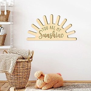 Xylolfsty You Are My Sunshine Wall Decor Boho Wall Art 1 Piece Wooden Sun Style Decoration for Boys and Girls Bedrooms Hang On Wall Sign for Playroom