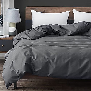 ZonLi 80''x87'' Dark Grey Duvet Cover, Oeko-tex Certified Cotton,King Size Removable Duvet Cover for Weighted Blanket