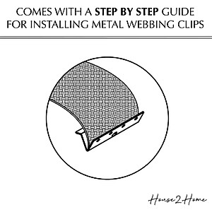 House2Home Replacement Elastic Webbing Kit to Repair Sagging Couch, Chair, Lawn,and Patio Furniture, Includes Installation Instructions, 2 Inch Wide x 60 Ft. Metal Webbing Clips