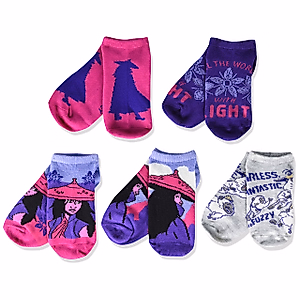Disney girls Raya and the Last Dragon 5 Pack No Show Casual Sock, Pink Purple Multi, Shoe Size 3-8 US