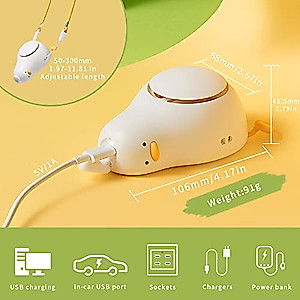 Portable Neck Fan, Hanging Neck Fan with Adjustable Lanyard, USB Rechargeable Mini Hand Held Fan，3 Wind Speed Personal Fan, Cute Bladeless Fan for Home Office Outdoor Travel (LIE-IN-PEACE DUCK)