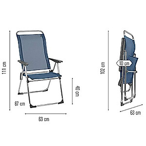 Lafuma Alu Cham Folding Armchair (Ocean Blue, Set of 4) Foldable Deck and Patio Chairs