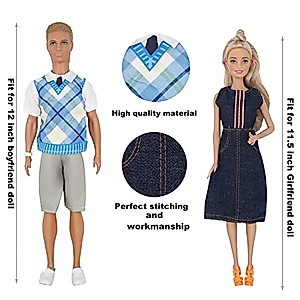 ZTWEDEN 85Pcs Doll Clothes and Accessories for 12 Inch Boy Dolls and Girl Dolls Pet Care Set Includes 25 Wear Clothes Shirt Jeans Suit Shoes Pet Doctor Playset Trolley Backpack for 12'' Boy Girl Doll