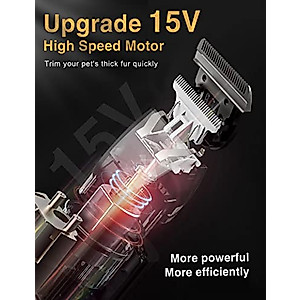 serimer Dog Clippers for Grooming, Professional 15V Heavy Duty Dog Shaver Grooming Kit,Pet Hair Trimmer for Thick Coats,Low Noise Dog Grooming Shears with Guard Combs Brush for Dogs Cats and Animal