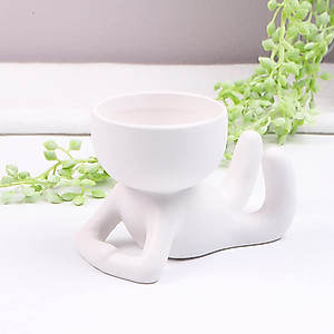 DIYOMR Cute Humanoid Ceramic Doll Flower Pot Decorative Pot,Succulent Flower Cactus Bonsai Planter Pots Container Creat Design for Home Office Decor,Not Include Plants (3Pcs White)