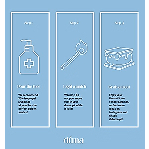 Duma Pit - Tabletop Fire Pit with 20+ Ideas Book & Snuffer, Concrete Portable Mini Fireplace, Outdoor Indoor Smores Maker, Ethanol Alcohol Table Top FirePit, Garden & Patio Decor