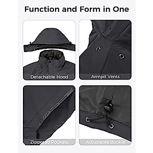 Wantdo Men's Snowboard Waterproof Rain Jacket Cold Weather Snow Gear Gray M