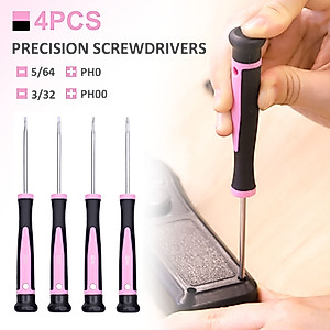 FASTPRO 21-Piece Magnetic Screwdrivers Set with Organizer Rack, Slotted Phillips Screwdrivers and Precision Screwdrivers, Repair Tool Kit for Women, Pink
