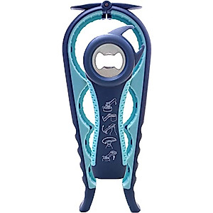 Tyzine Jar Opener|5 in 1 Multi Function Can Opener Bottle Opener Kit with Silicone Handle|Easy to Use for Women, Elderly and Arthritis Sufferers (Blue)