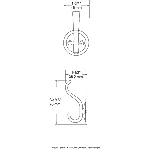 Franklin Brass Coat and Hat Hook with Round Base, Venetian Bronze