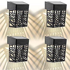 Fangfang Solar Lights for Fence,Outdoor Fence Light Wireless Waterproof LED Garden Fence Decorative Deck Lights for Backyard,Patio,Step,Stair,Pool and Front Door,Warm White, 4PC