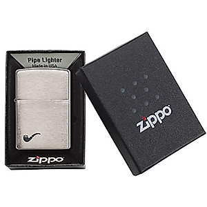 Zippo Unisex-Adult Pipe Lighter, Brushed Chrome Black Pipe, One Size