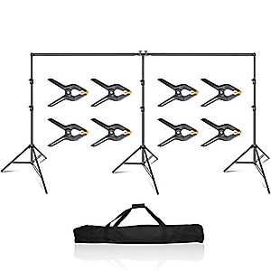 EMART Photo Video Studio 20 ft Wide 10 ft Tall Adjustable Heavy Duty Photography Backdrop Stand, Background Support System Kit with 3 Stands, 8 Spring Clamps, 1 Carrying Bag