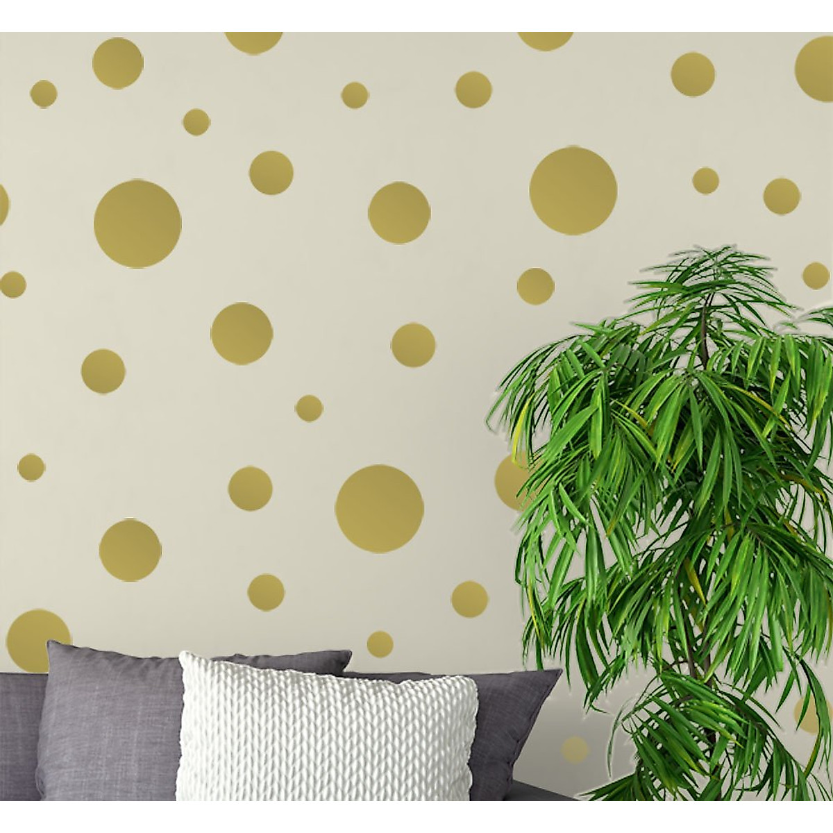 Create-A-Mural Polka Dot Wall Stickers, Wall Decor Stickers, Wall Dots, Vinyl Circle Room Dot Decals Wall Art Stickers for Bedroom Girls Room Peel and Stick Kids Room Decor Birthday Gift (Gold)