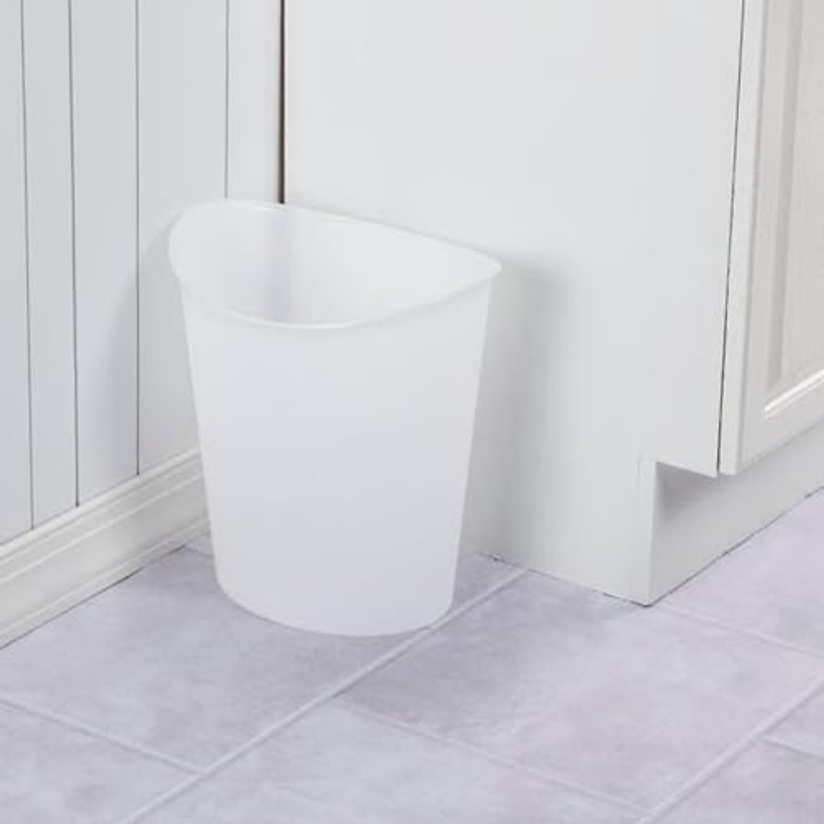 JOEY'Z 3 Gallon Modern Oval Trash Can with Curved Rim - Clear, Plastic, Bathroom, Bedroom, Dorm Room, Kitchen, Office Use