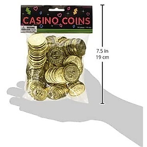 Plastic Casino Gold Coins, 144 Ct - Pacakaging May Vary