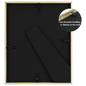 Golden State Art, Gold 8x10 Picture Frame Aluminum Displays Photos 5x7 with Mat or 8 x 10 inch Without Mat Shatter-Resistant Glass Table Top Display and Wall Mounting Photo Frame (6 Pack)