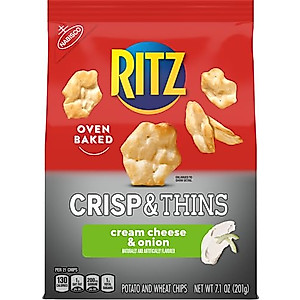 RITZ Crisp and Thins Cream Cheese and Onion Chips, 7.1 oz