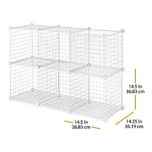 Whitmor Storage Cubes - Stackable Interlocking Wire Shelves - White (Set of 6)