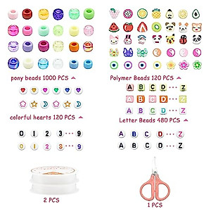 JOJANEAS Pony Beads Kit Bracelet Making Kit for Girls, Friendship Bracelet Kit Smile Face/Letter Beads for Kids