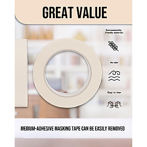 Lichamp Masking Tape 1 inch, 24 Pack General Purpose Masking Tape Bulk Multipack for Basic Use, 1 inch x 55 Yards x 24 Rolls (1320 Total Yards)