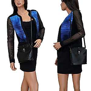 Fioretta Italian Genuine Leather Crossbody Bag Shoulder Bag Purse Snap Closure For Women - Black