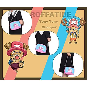 Roffatide Anime One Piece Crossbody Bag Tony Tony Chopper Small Shoulder Bag Sling Bag Girls Crossbody Handbag Pink
