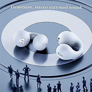 LIHONK Wireless Ear Clip Bone Conduction Headphones, Mini Bone Conduction Headphones, Open Ear Headphones Wireless Bluetooth for Running Sports (Color : White)
