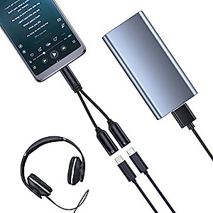 USB C Headphone and Charger Adapter,Audio Charge & Music Type C Splitter Audio and Charging Adapter Support Fast Charging,Call,Music, Compatible for Google Pixel/Huawei/Samsung