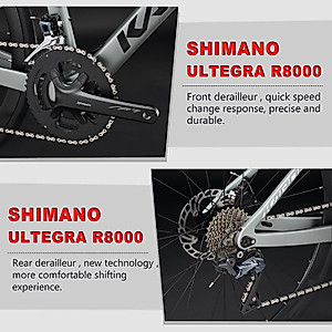 KABON Carbon Road Bike, 700C Carbon Fiber Frame Road Bike with Shimano Ultegra R8000 Disc Brake Racing Bicycle for Men and Women