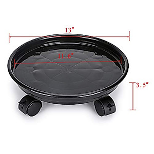 Skelang 13" Plant Caddy, Movable Plant Stand Pot Saucer, Plant Pallet Tray Trolley with Casters, Plant Dolly for Garden Planter, Deck Potted Plant, Each Load Capacity 125 Lbs, Pack of 2 (Black)