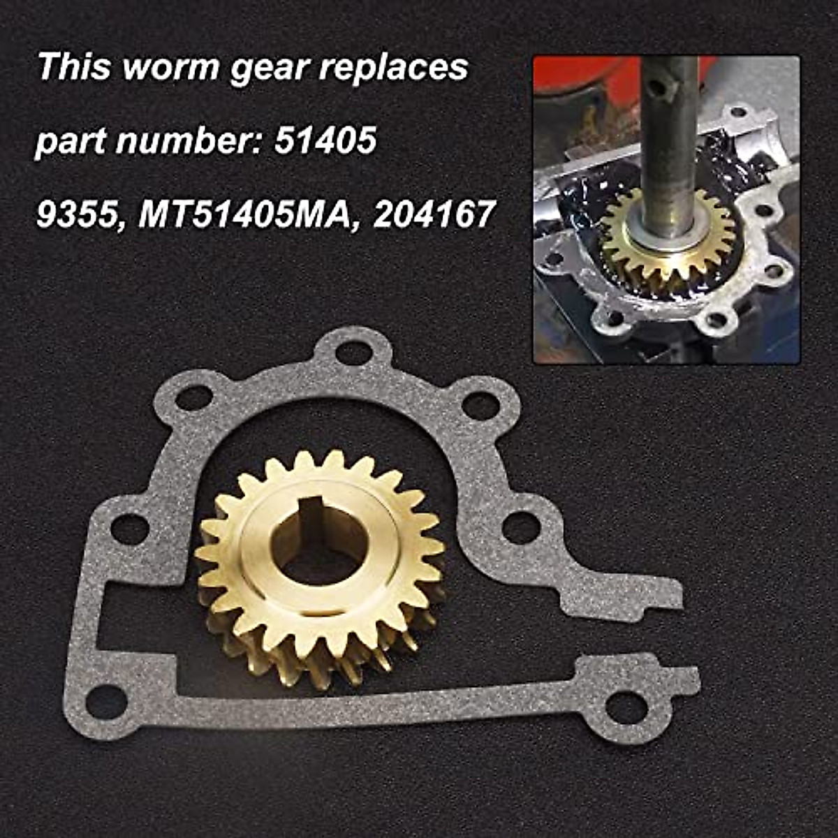 Karbay 51405MA Worm Gear with Gasket for Murray & Craftsman 2 Duel Stage Snowblowers 536886161 536886120, replaces 204167 (22 Teeth -Brass)