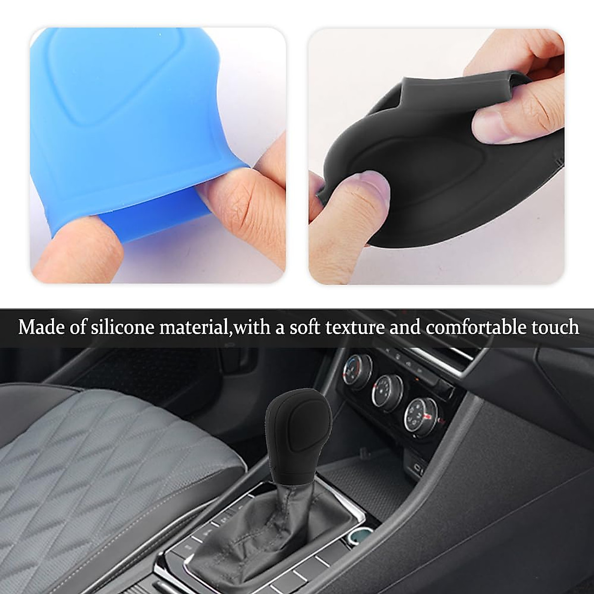 SSNNUU 2PcsSilicone Car Gear Shift Cover,Anti-Slip Automatic Gear Shift Knob Stick Protector for Man&Women Car Decor,Universal Interior Car Accessories for Car SUV Truck (Black), 2.20x1.84x3.15inch