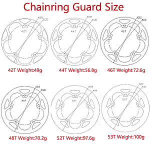PROWHEEL Bike Chainring Guard,130MM BCD 42T/44T/46T/48T/52T/53T/54T/56T/58T/60T Aluminum Alloy Chain Ring Protector Cover for Chainring Sprockets MTB,E-Bike,Road Bike,City Bike,Folding Bike