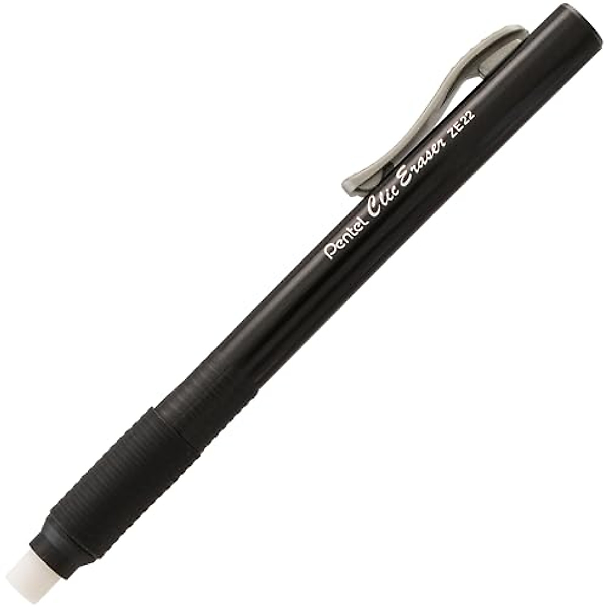 Pentel Clic Eraser Grip, Retractable Eraser, Black Barrel, Box of 12 (ZE22A)