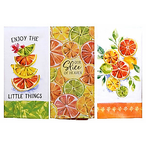 Citrus Kitchen Dual Purpose Terry Towel Set of 3 Slice of Heaven by Kay Dee Designs Lemon Orange Orchard Cotton100%